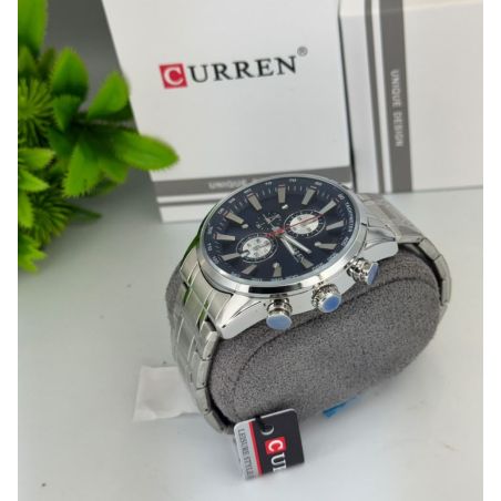 Vente de Montre Homme Curren Chronographe Tachymètre Cadran Bleu Marine ...